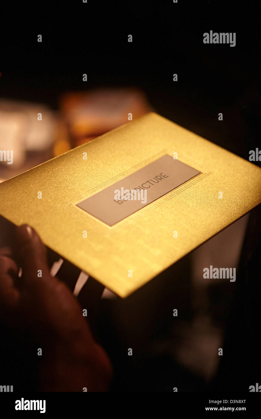 (HANDOUT) An undated handout shows a golden envelope with the name of ...