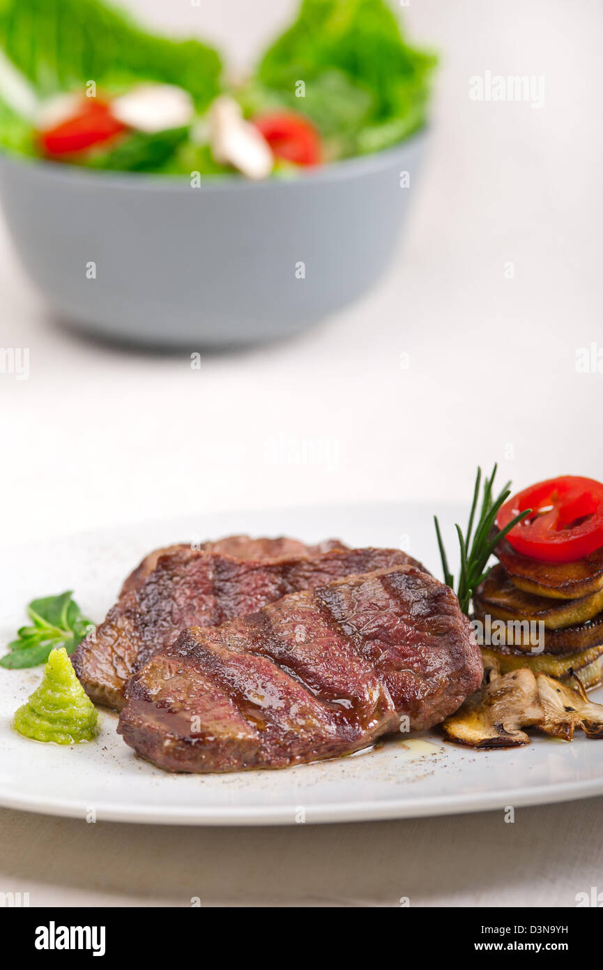 grilled Kobe Miyazaky beef with fresh vegetables Stock Photo - Alamy