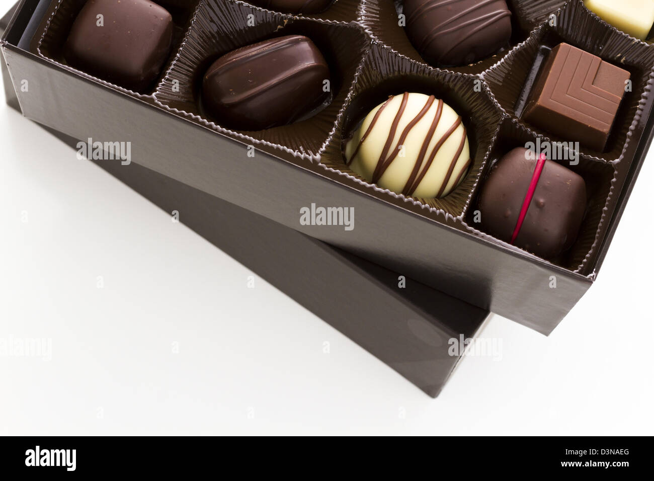 Assorted gourmet chocolate in a box Stock Photo - Alamy