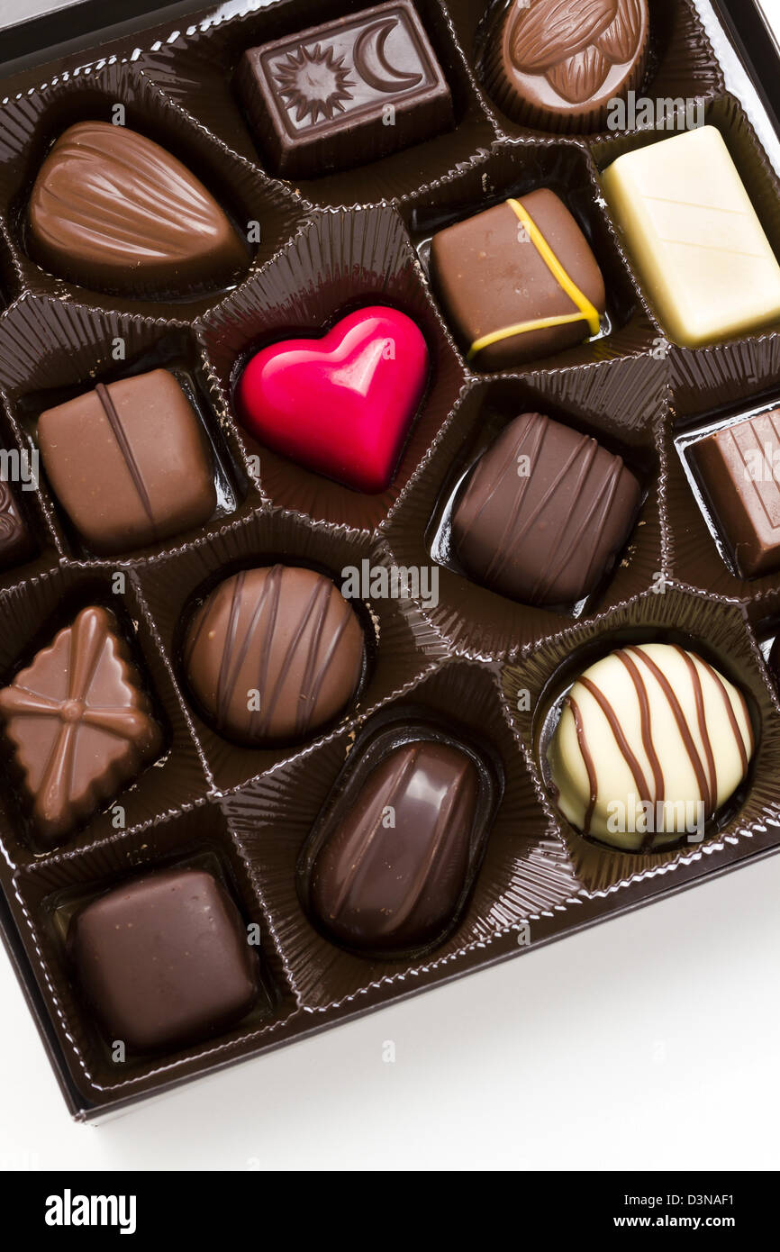 Assorted gourmet chocolate in a box Stock Photo - Alamy