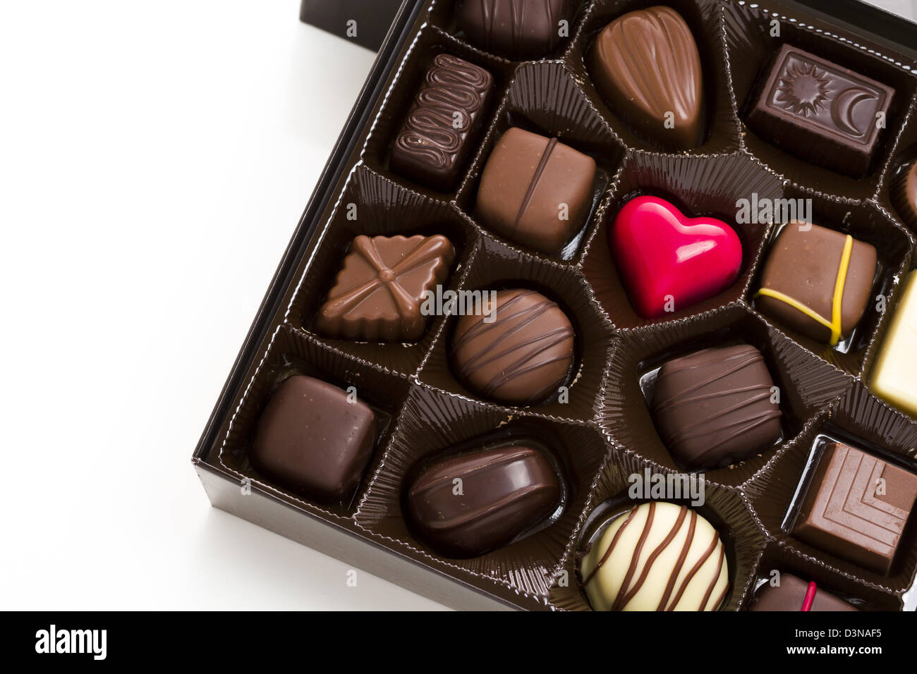 Assorted gourmet chocolate in a box Stock Photo - Alamy