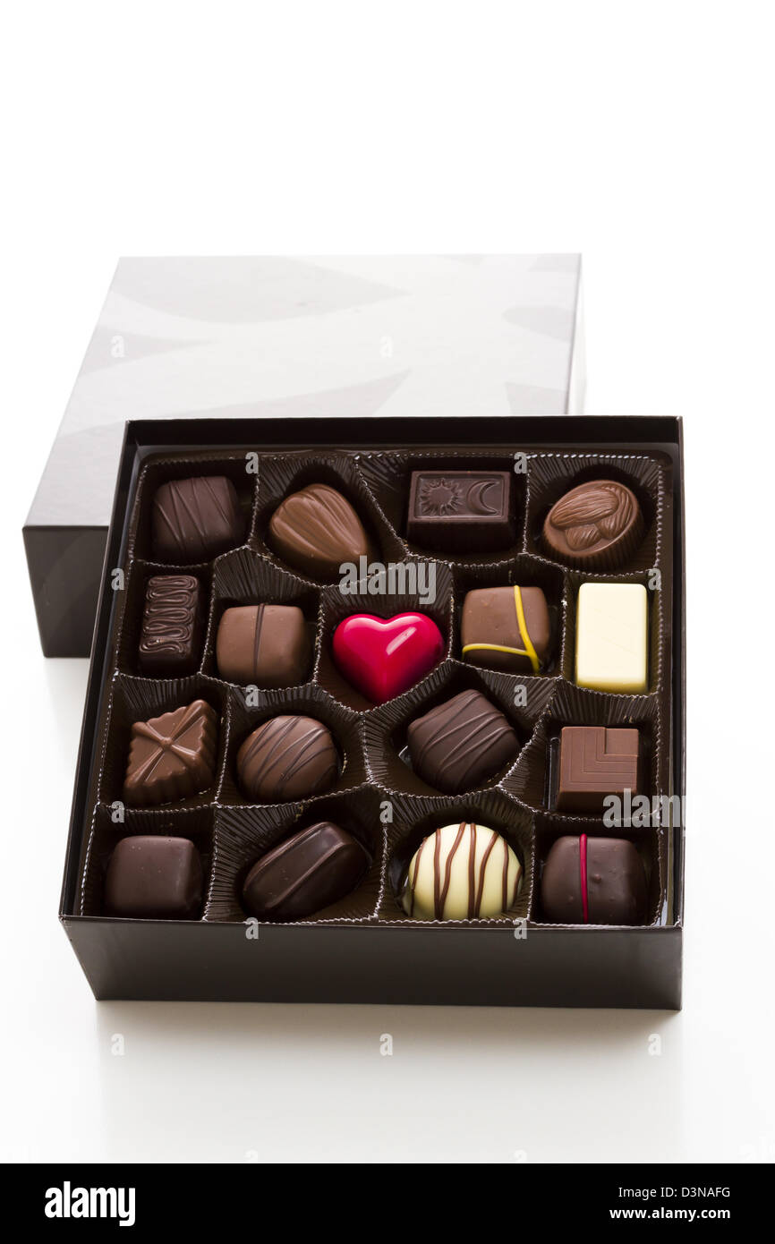 Assorted gourmet chocolate in a box Stock Photo - Alamy