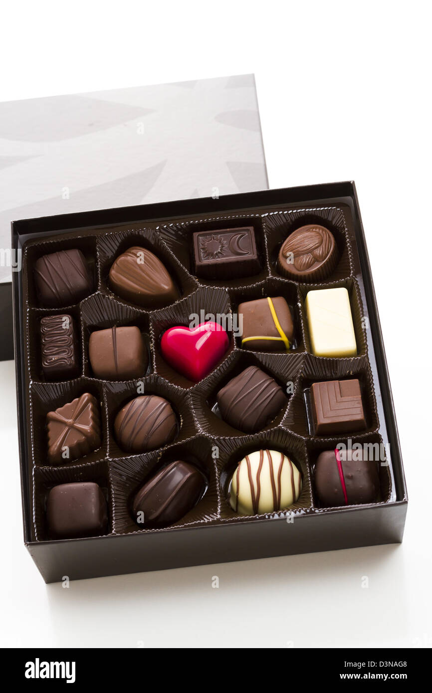 Assorted gourmet chocolate in a box Stock Photo - Alamy