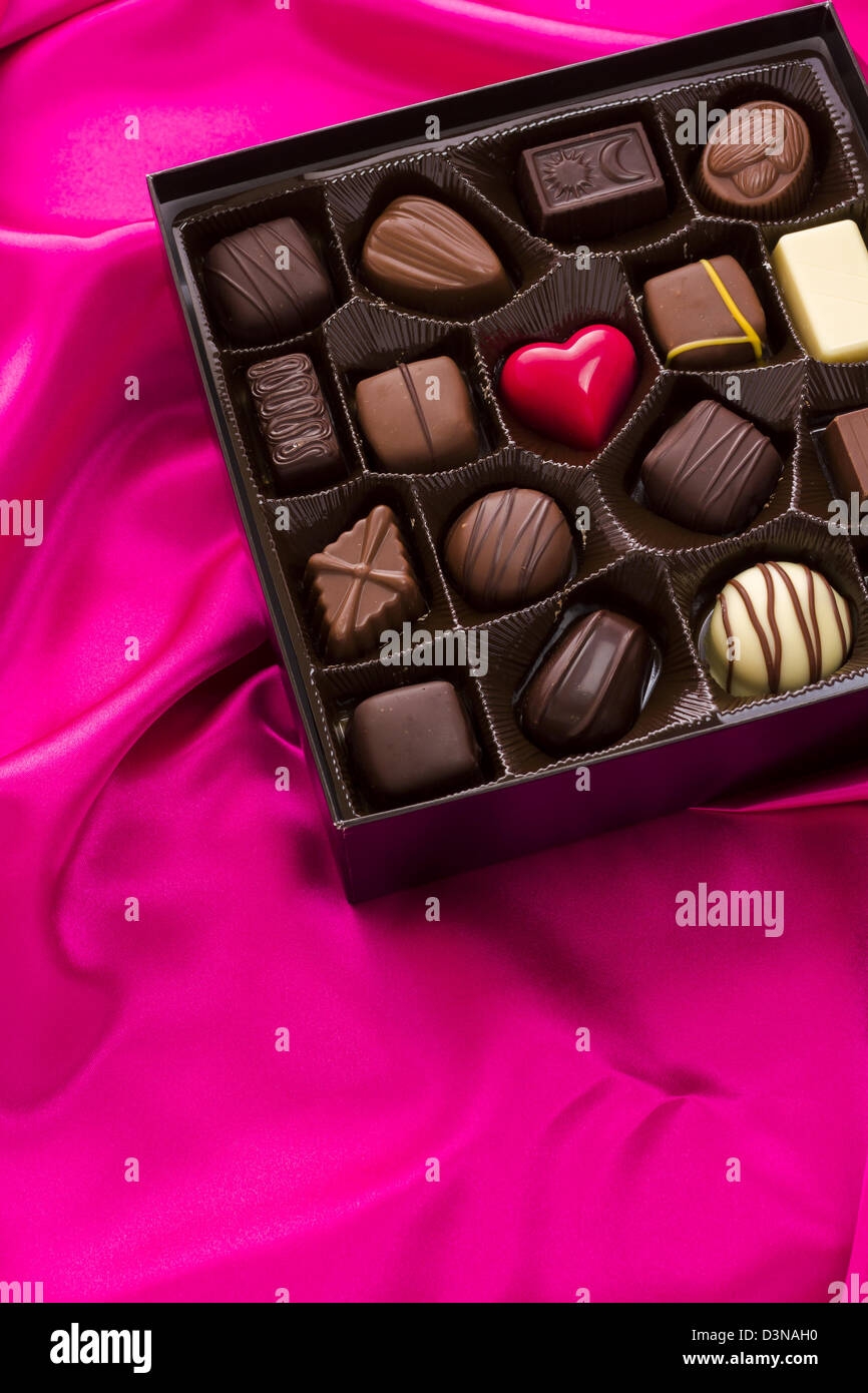 Assorted gourmet chocolate in a box Stock Photo - Alamy