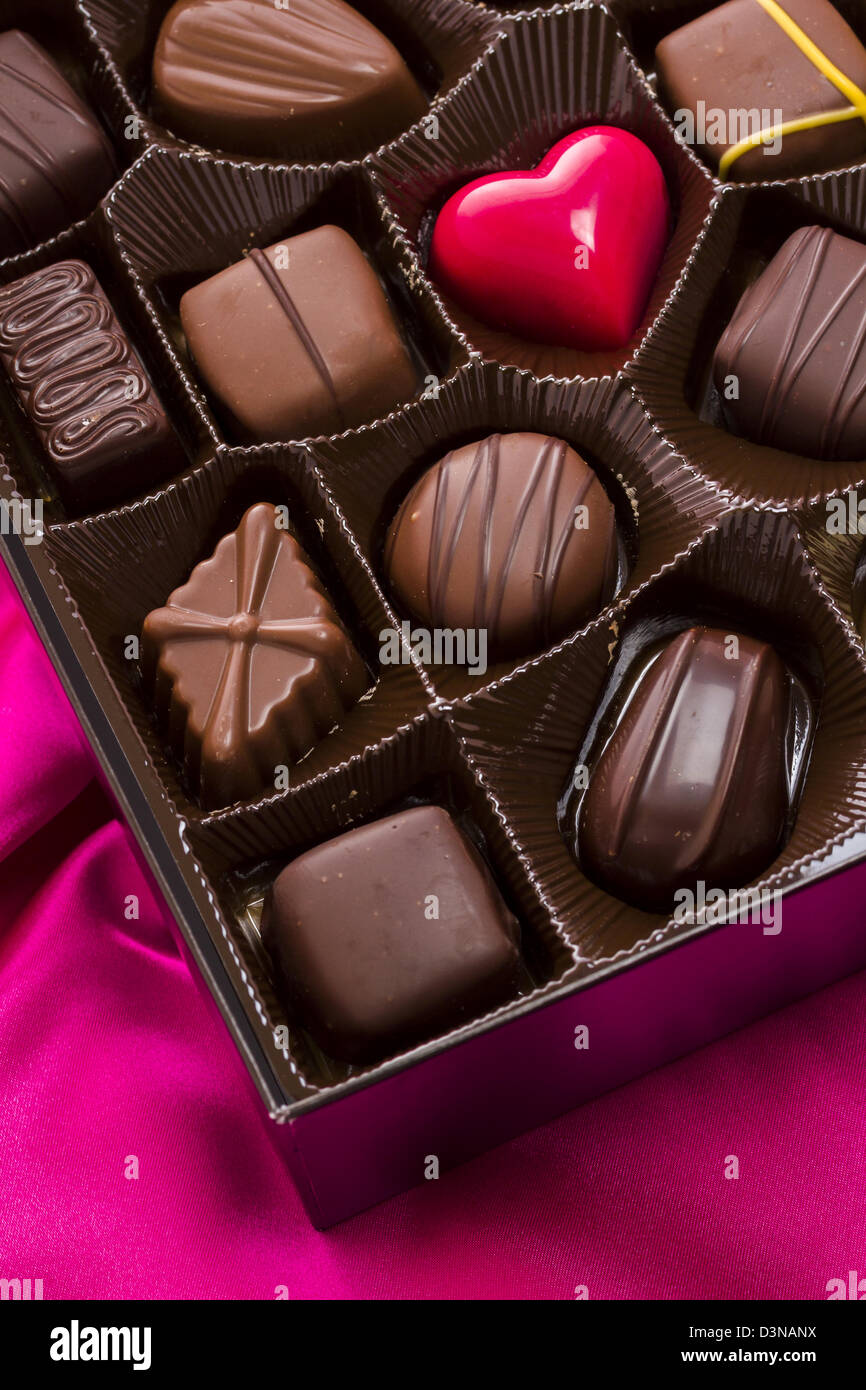 Assorted gourmet chocolate in a box Stock Photo - Alamy