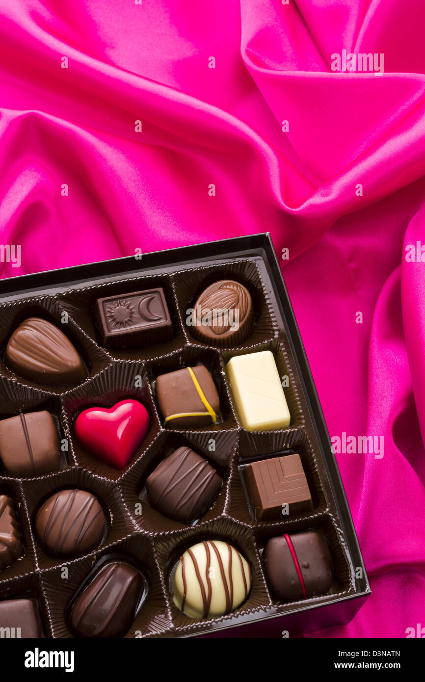 Assorted gourmet chocolate in a box Stock Photo - Alamy