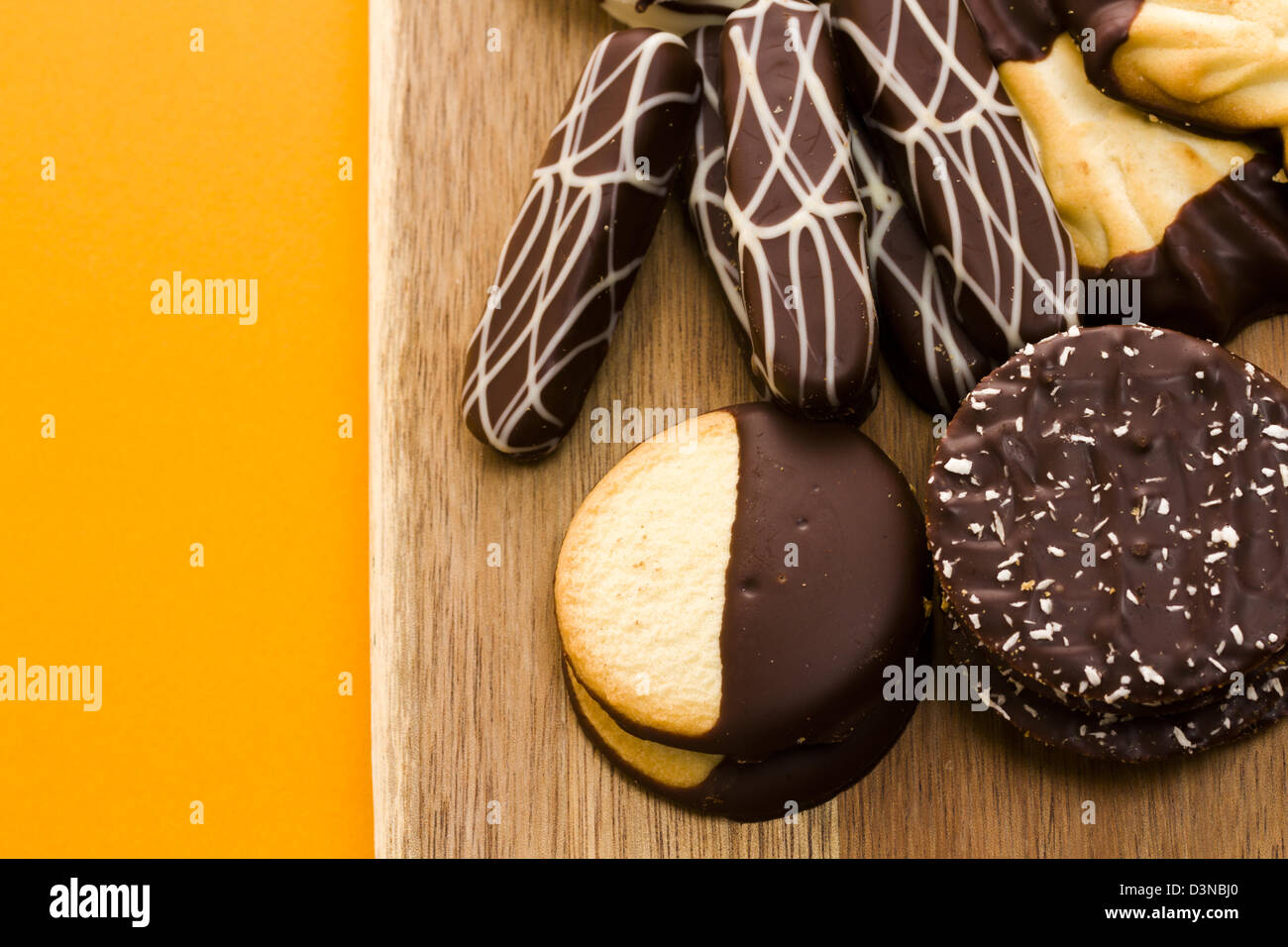 Assorted European cookies covered in Belgian chocolate Stock Photo - Alamy