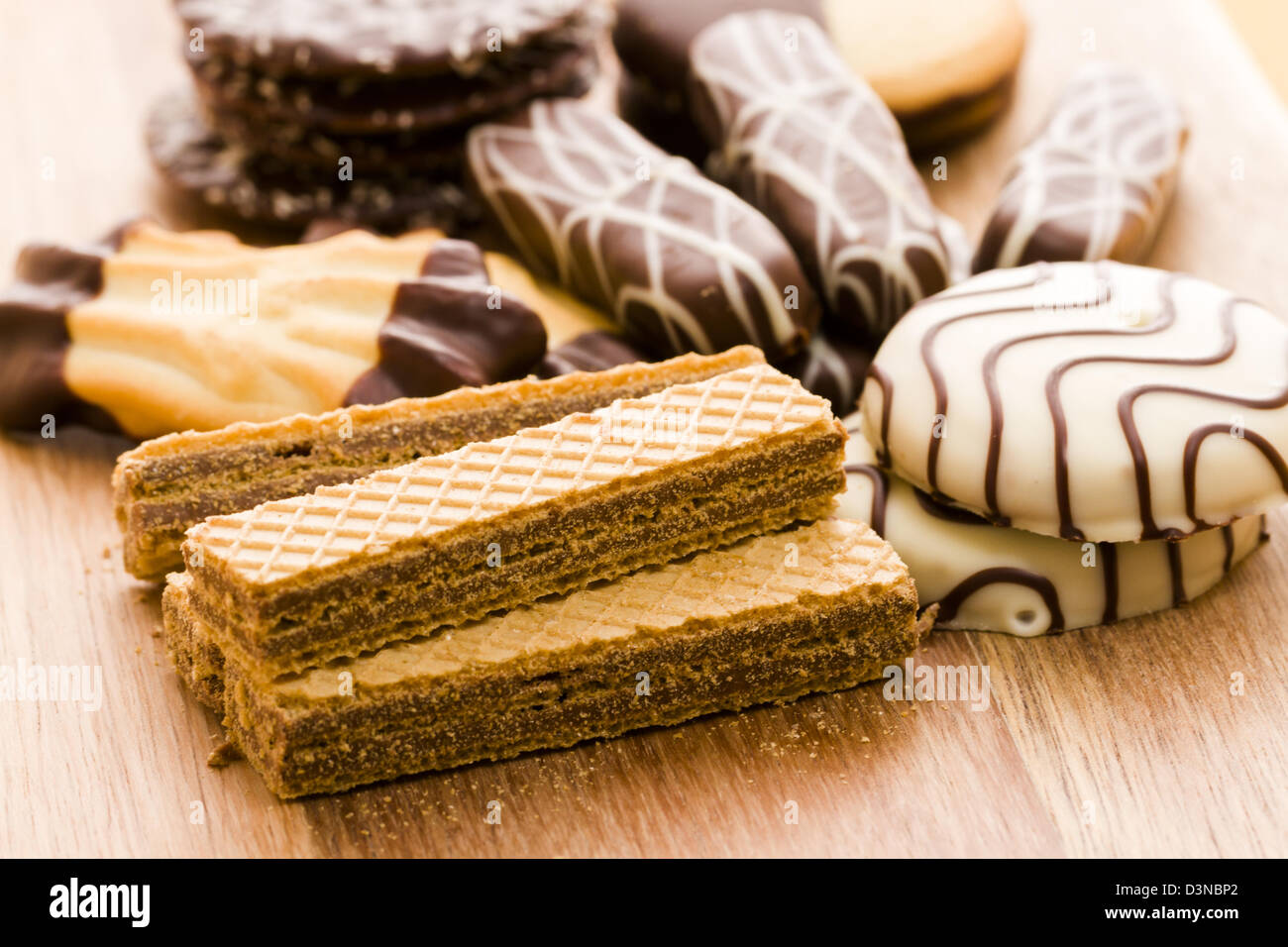 Assorted European cookies covered in Belgian chocolate Stock Photo - Alamy