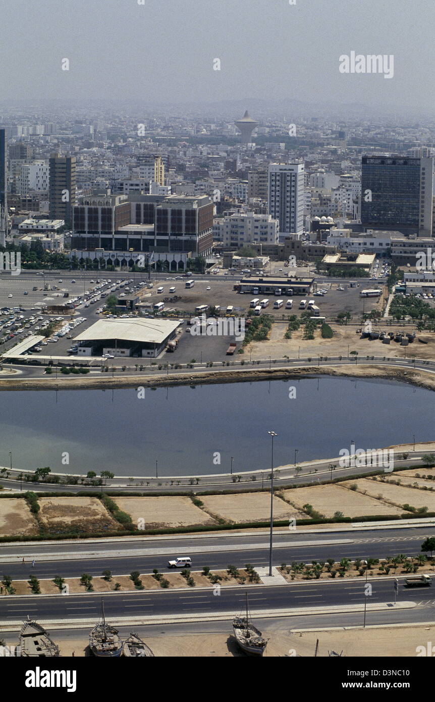 A panorama of the commercial district skyline near the corniche in ...