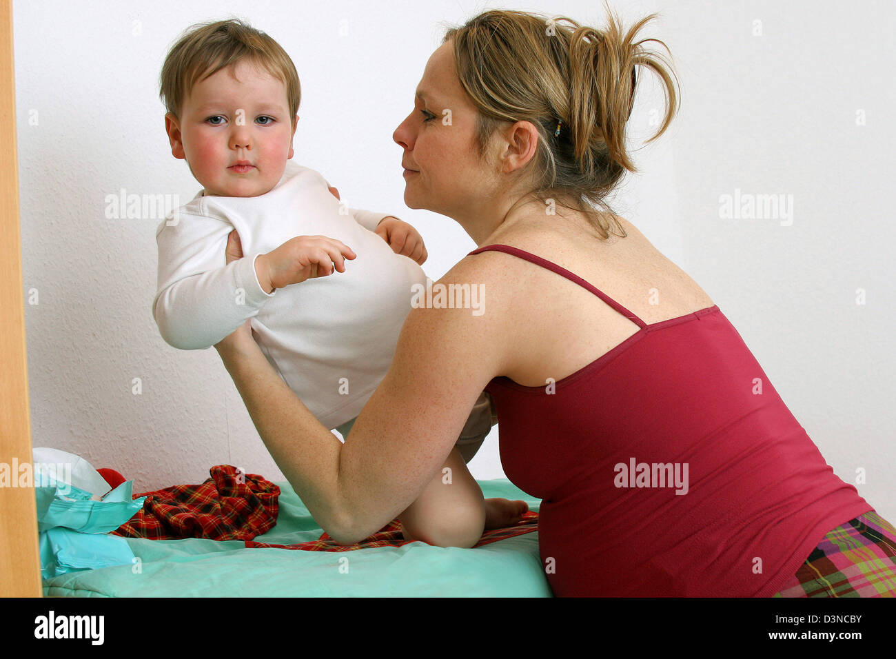 A pregnant woman pictured with a baby in Frankfurt, Germany, 7 January ...