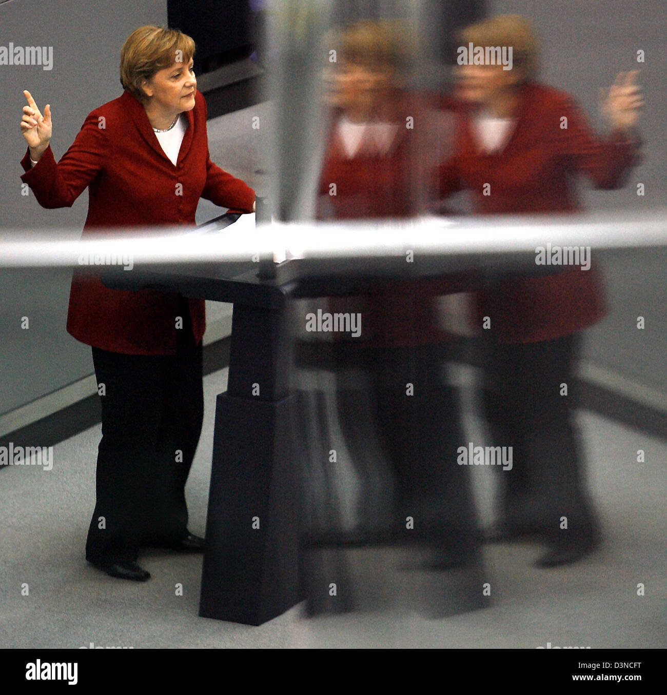 German Chancellor Angela Merkel gestures during her speech at the ...