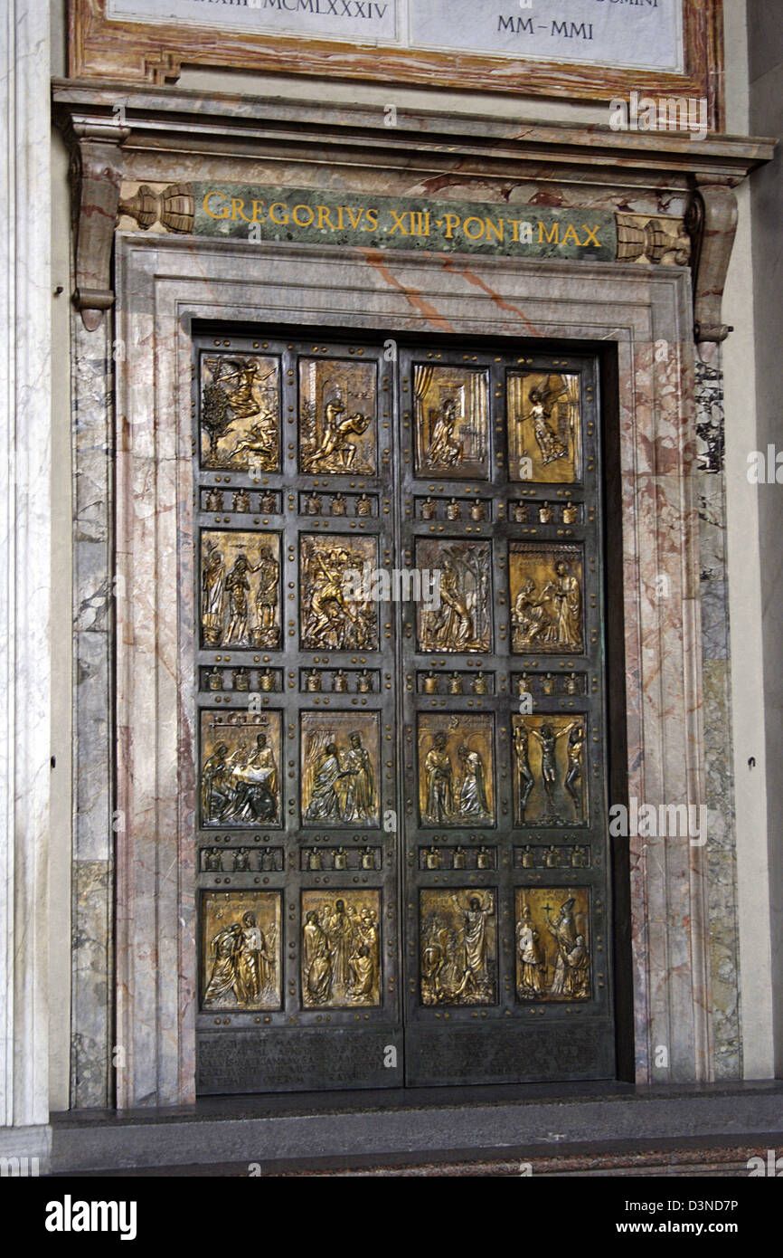 A view of the Porta Santa, the holy door, leading inside St Peter's ...
