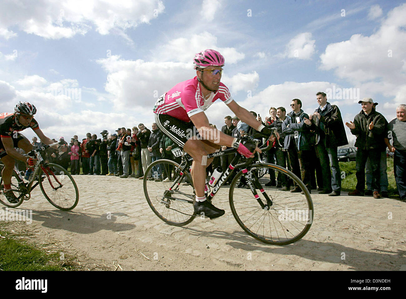 German cycling pro Steffen Wesemann of Team T-Mobile races over one of ...