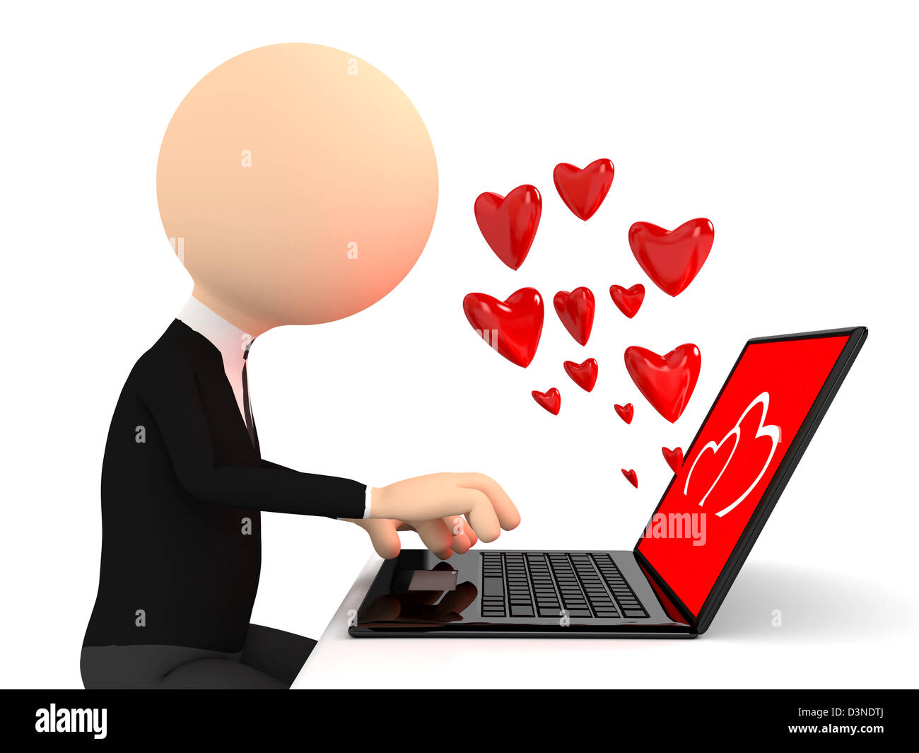render of chating person with laptop Stock Photo - Alamy