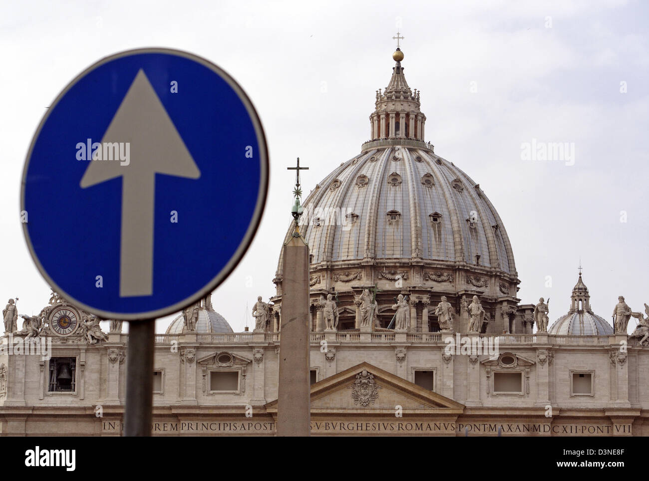 A traffic sign pointing in direction of the Vatican, Rome, 5th February ...