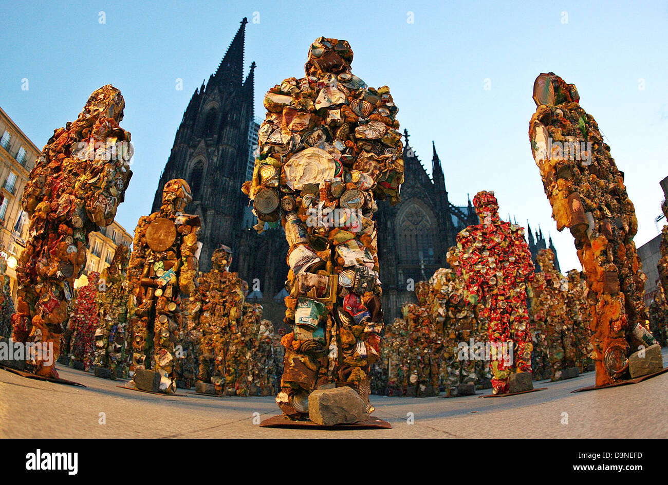 1,000 'Trash People' by the artist HA Schult stand in front of the ...