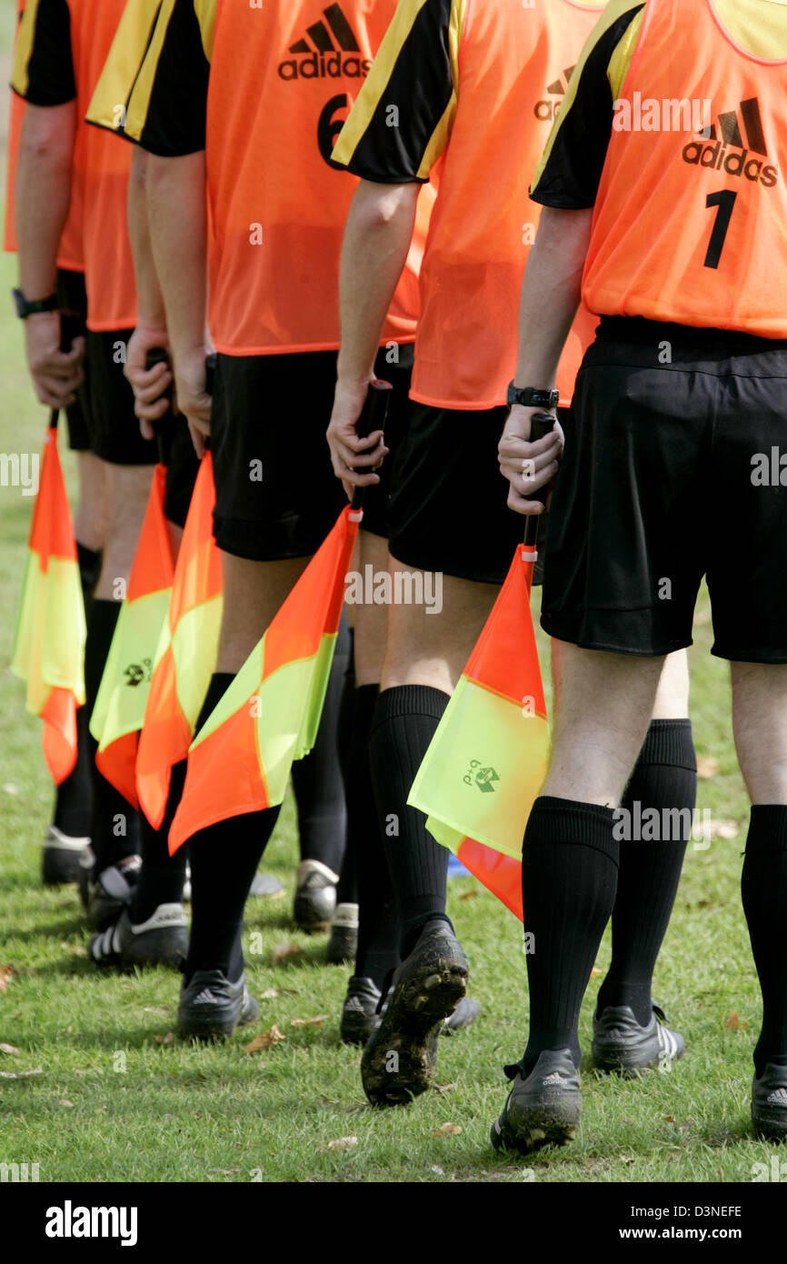 Linesmen stand on a sportsfield during a Fifa (Fédération ...