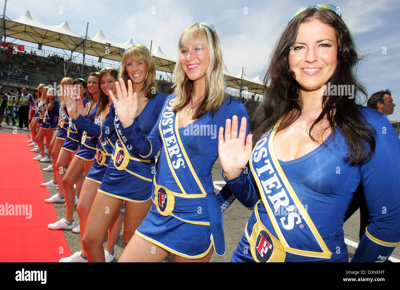 Grid girls pose at the drivers parade before the start of the Grand ...