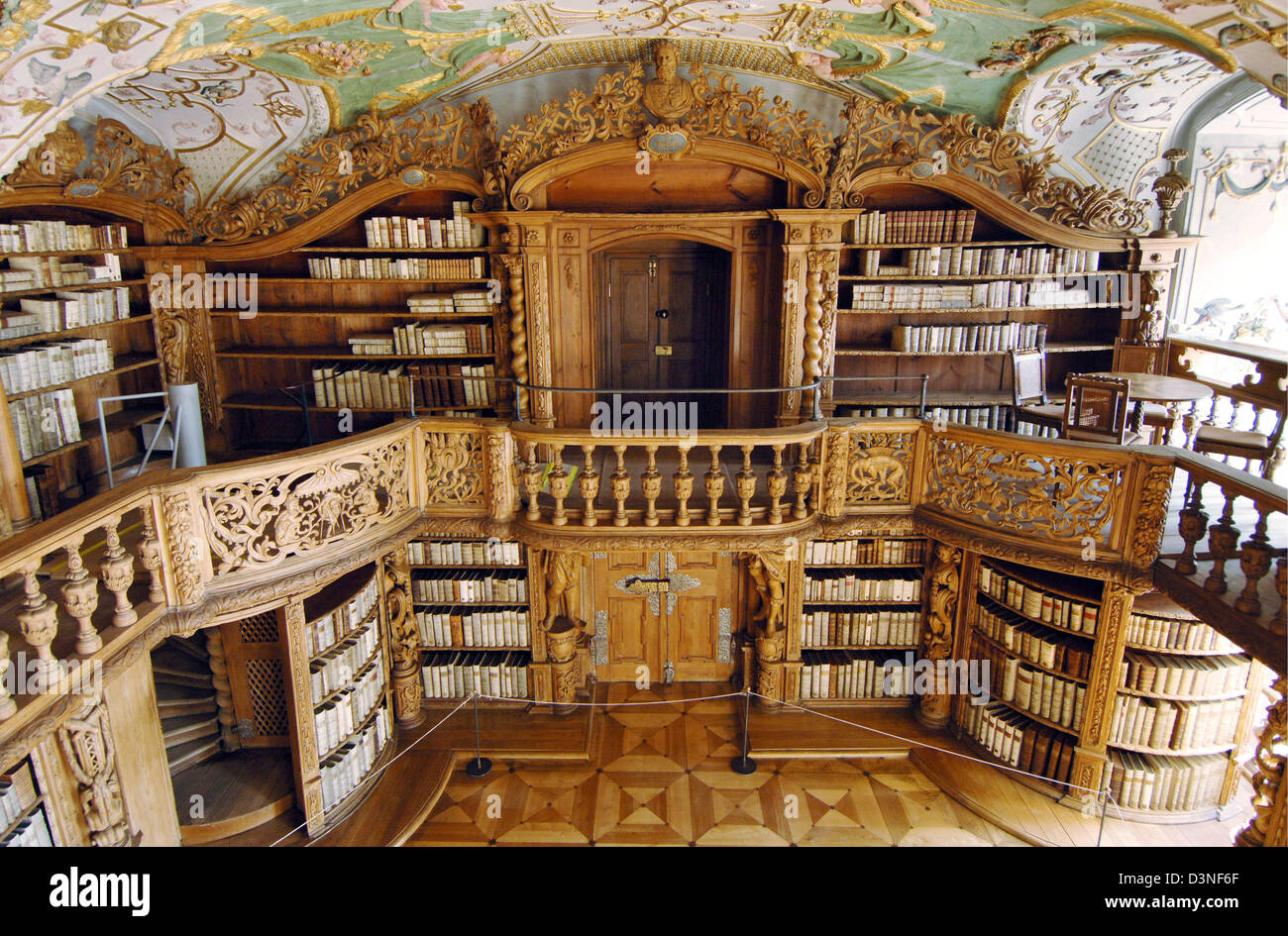 The picture shows the impressive interior of the monastic library in ...
