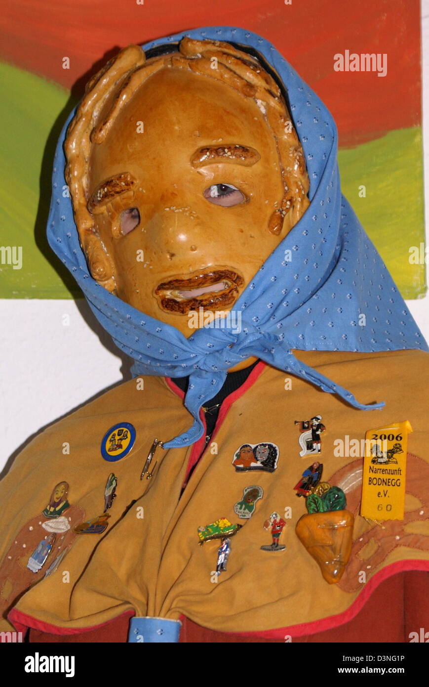 Melanie Uber of the zany guild Bodnegg wears a traditional mask made of ...