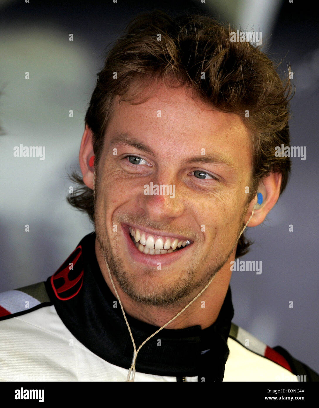 British Formula One pilot Jenson Button of Honda F1 Racing smiles in ...