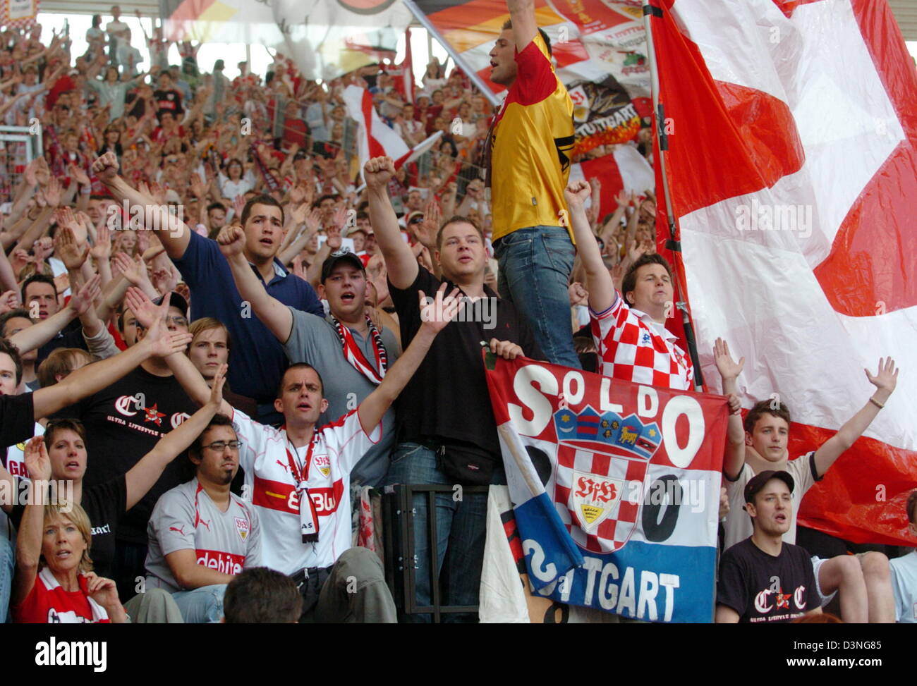 The photo shows fans of Bundesliga club VfB Stuttgart after the club's ...