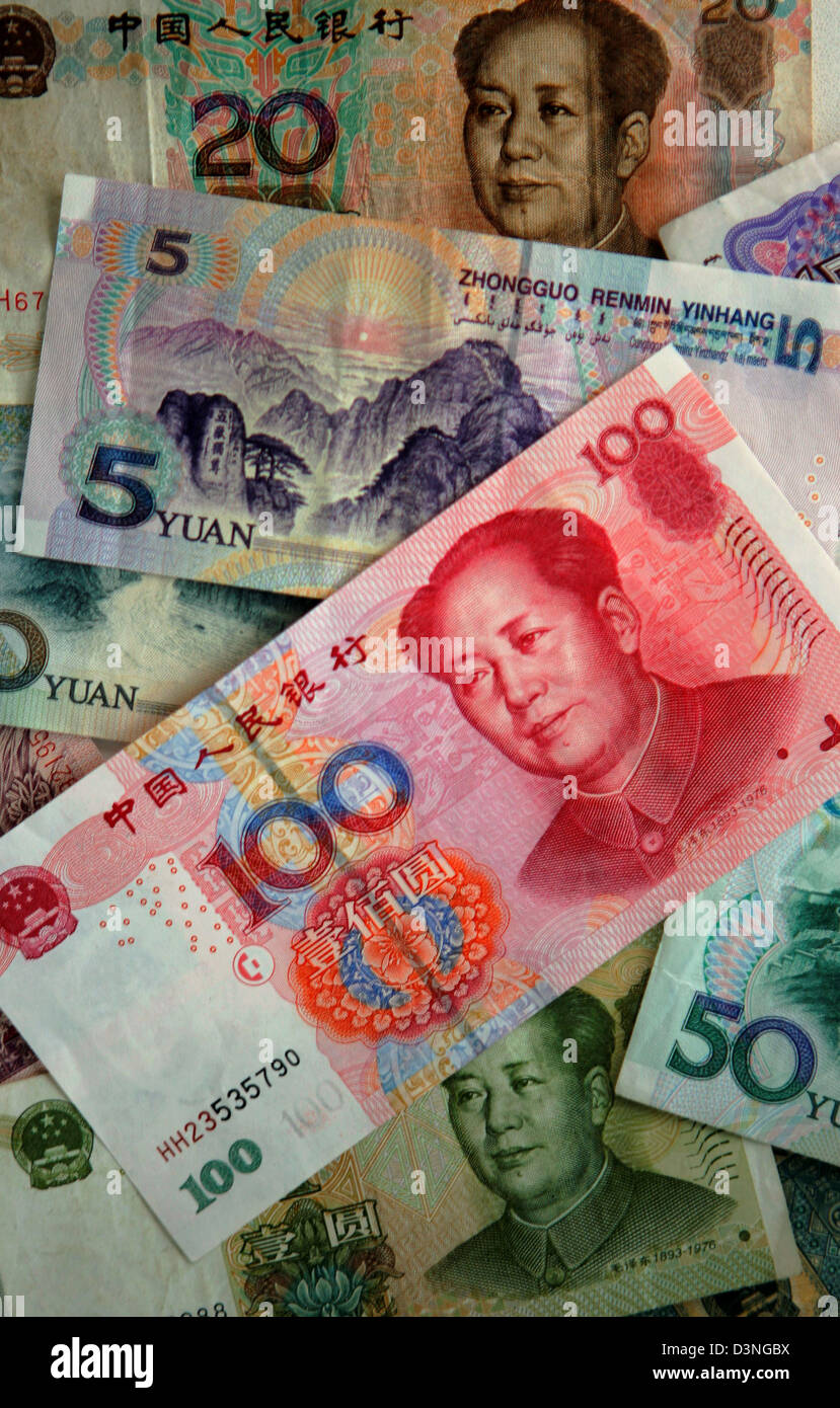 The photo shows the Chinese currency Renminbi with a portrait of former ...