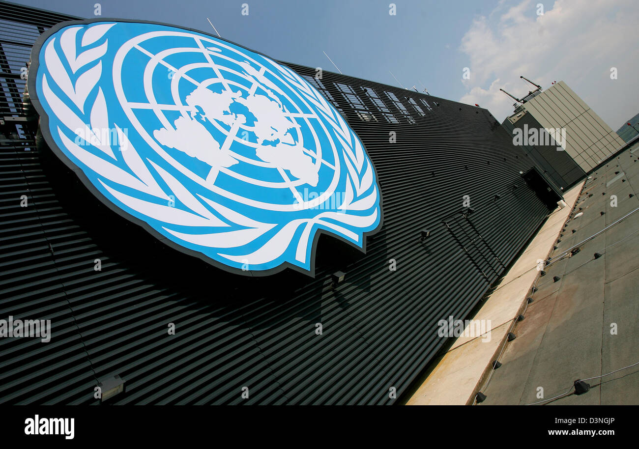 The logo of the United Nations (UN) flaunts at the former MP highrise ...