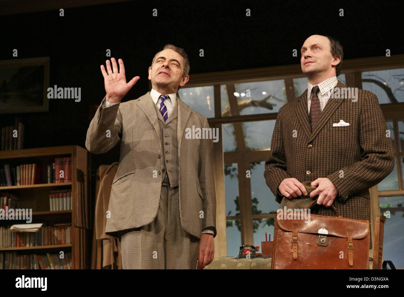 l-r: Rowan Atkinson (St. John Quartermaine), Will Keen (Derek Meadle ...