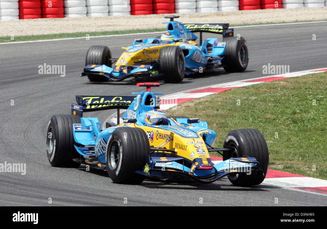Spanish Formula One driver Fernando Alonso of Renault F1 team drives ...