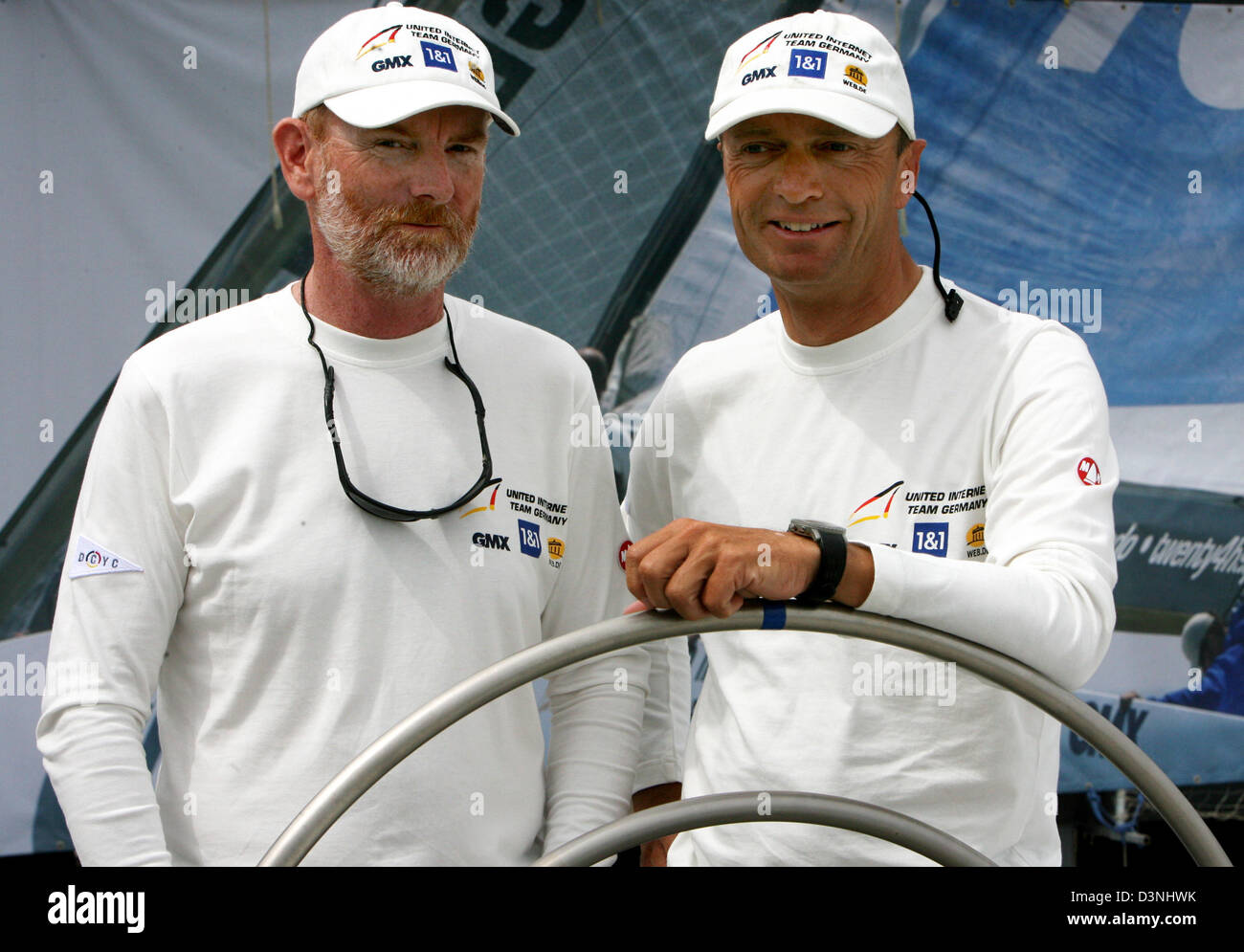 Jesper Bank (R), skipper of United Intenet Team Germany and his ...