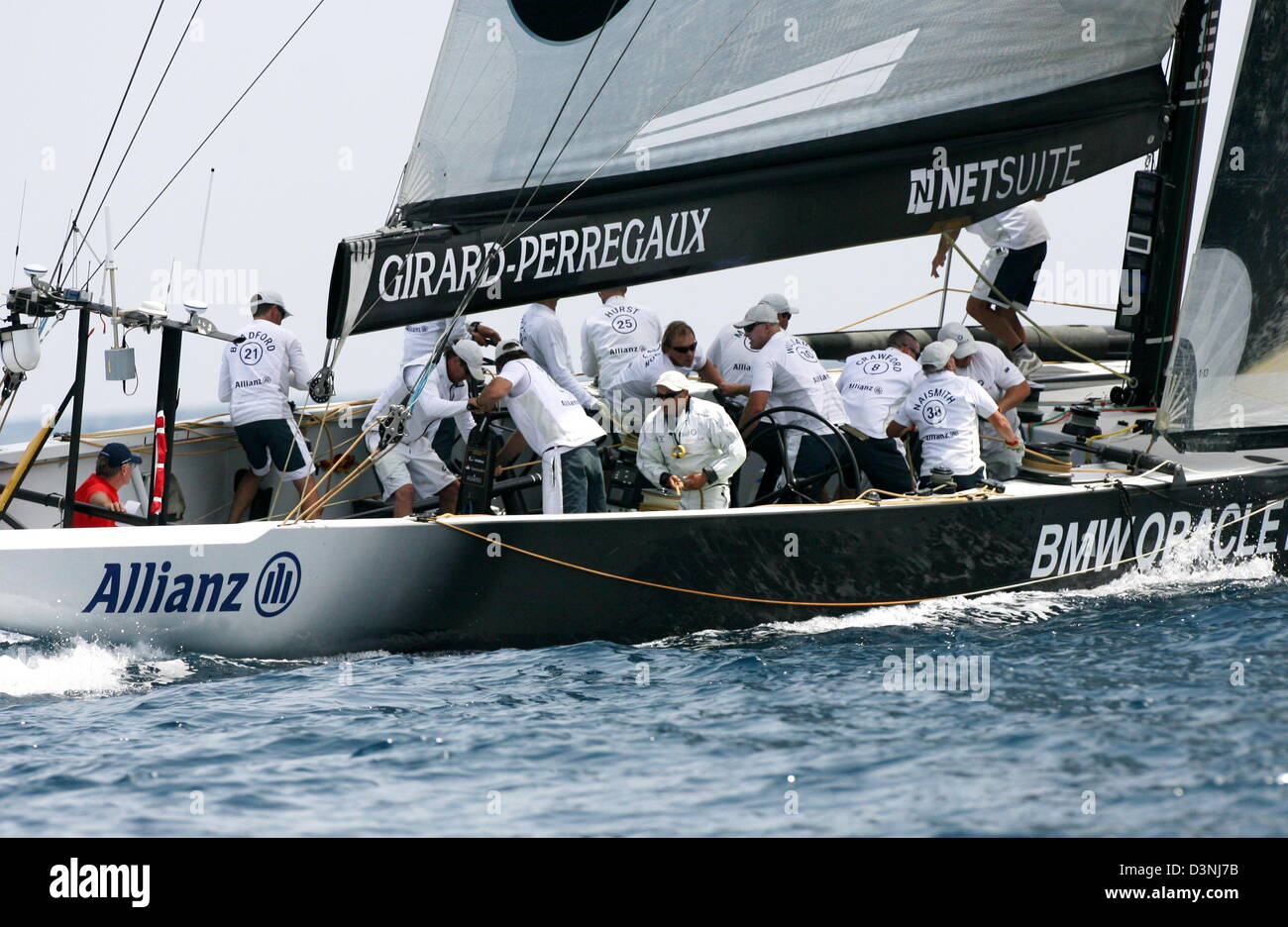 US team Oracle BMW Racing and Italian +39 Challenge sail a race ...