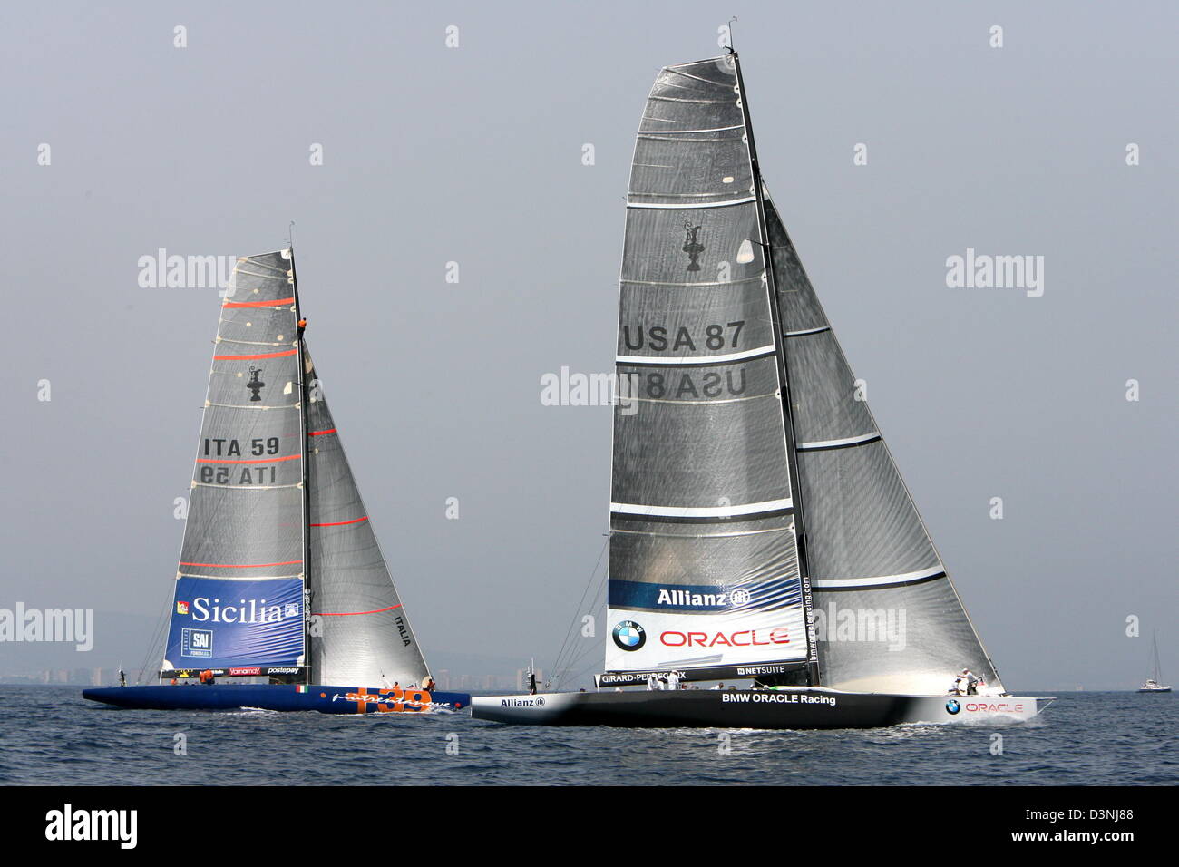 US team Oracle BMW Racing and Italian +39 Challenge sail a race ...