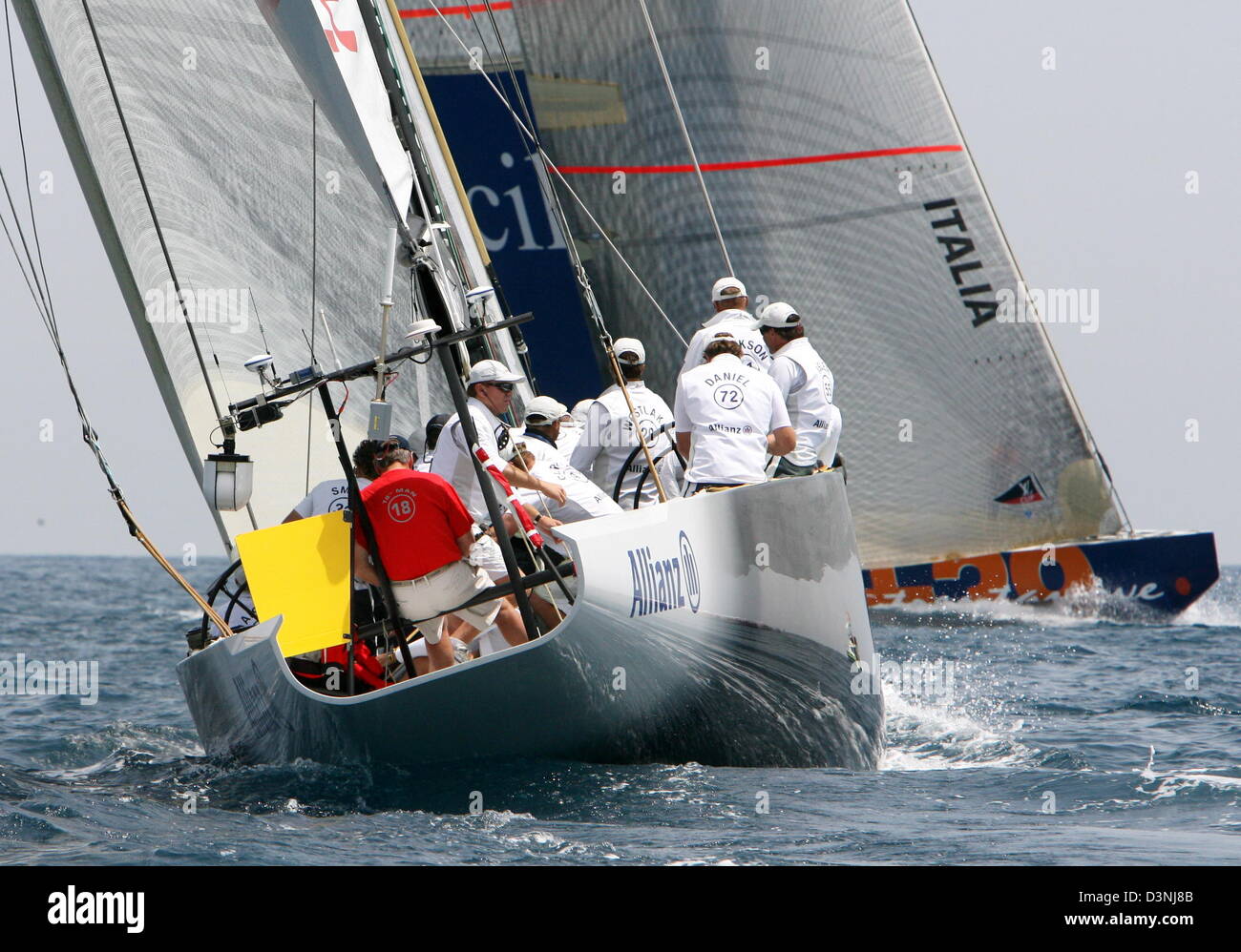 US team Oracle BMW Racing and Italian +39 Challenge sail a race ...