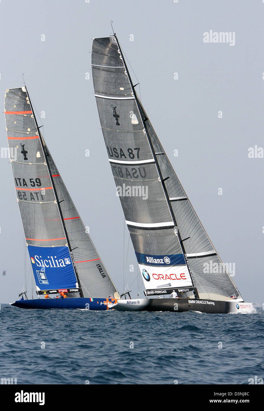 US team Oracle BMW Racing and Italian +39 Challenge sail a race ...