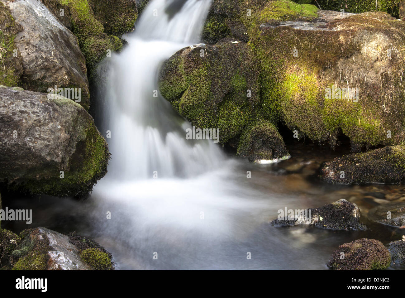Beautiful landscape of flowing water from mountain stream Stock Photo ...