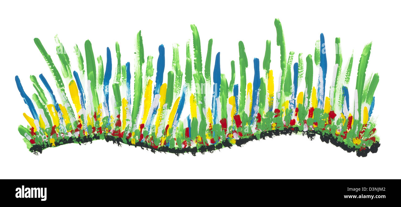 Isolated abstract painted grass- handmade children collage Stock Photo ...