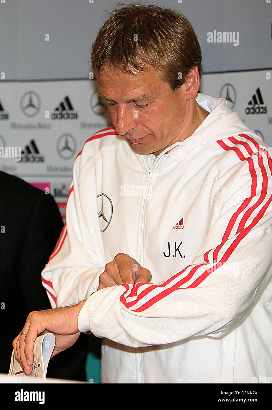 Head coach of the German national team, Juergen Klinsmann looks on his ...