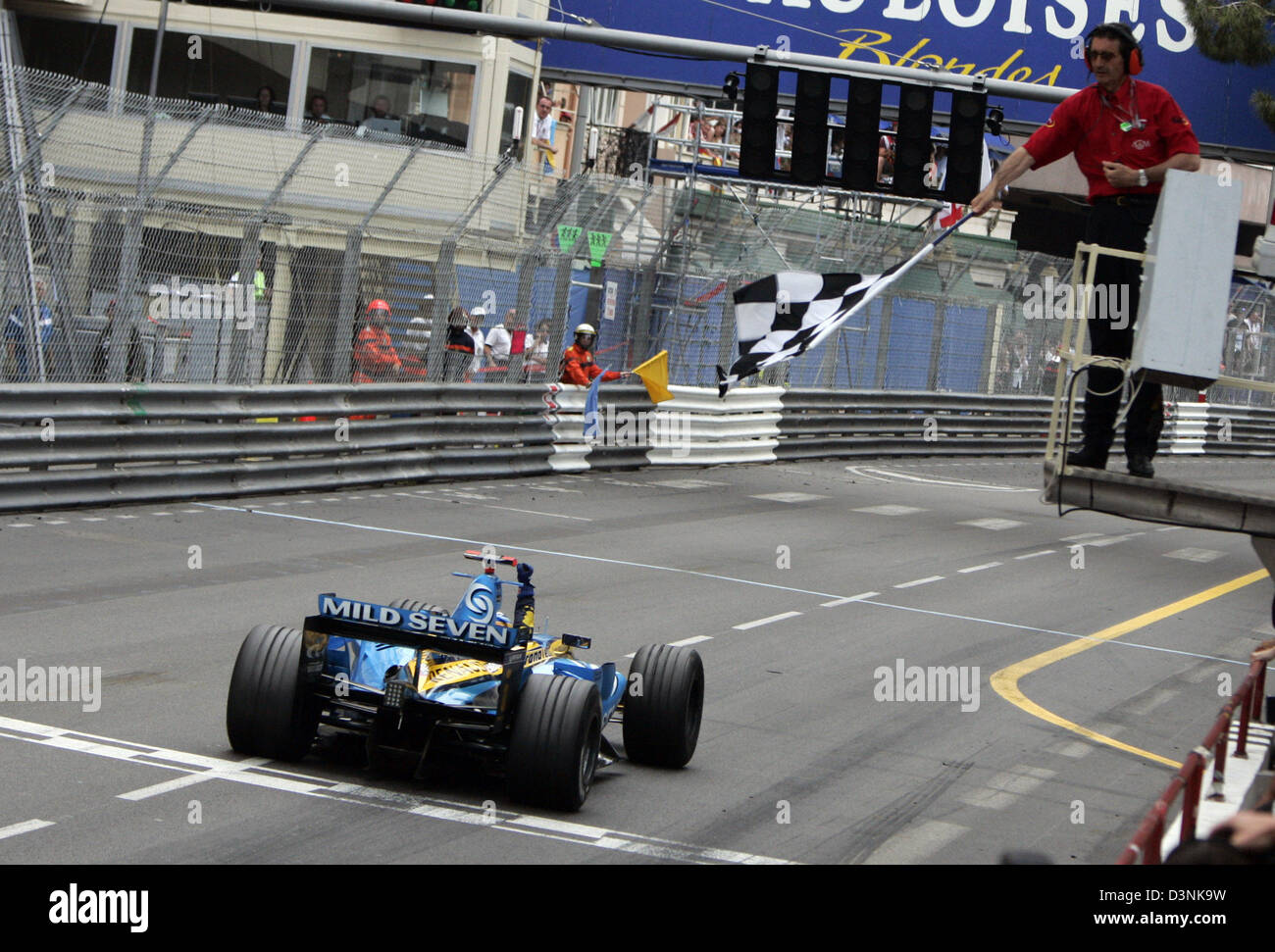 Spanish Formula One driver Fernando Alonso for Renault F1 Team crosses ...