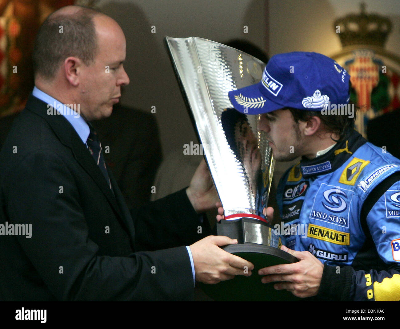 Spanish Formula One driver Fernando Alonso (R) for Renault F1 Team ...