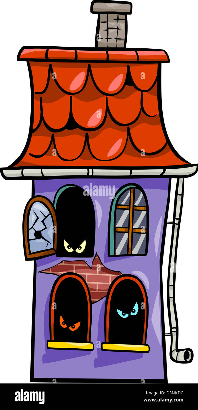 Cartoon Illustration of Scary Haunted House for Halloween Stock Photo ...