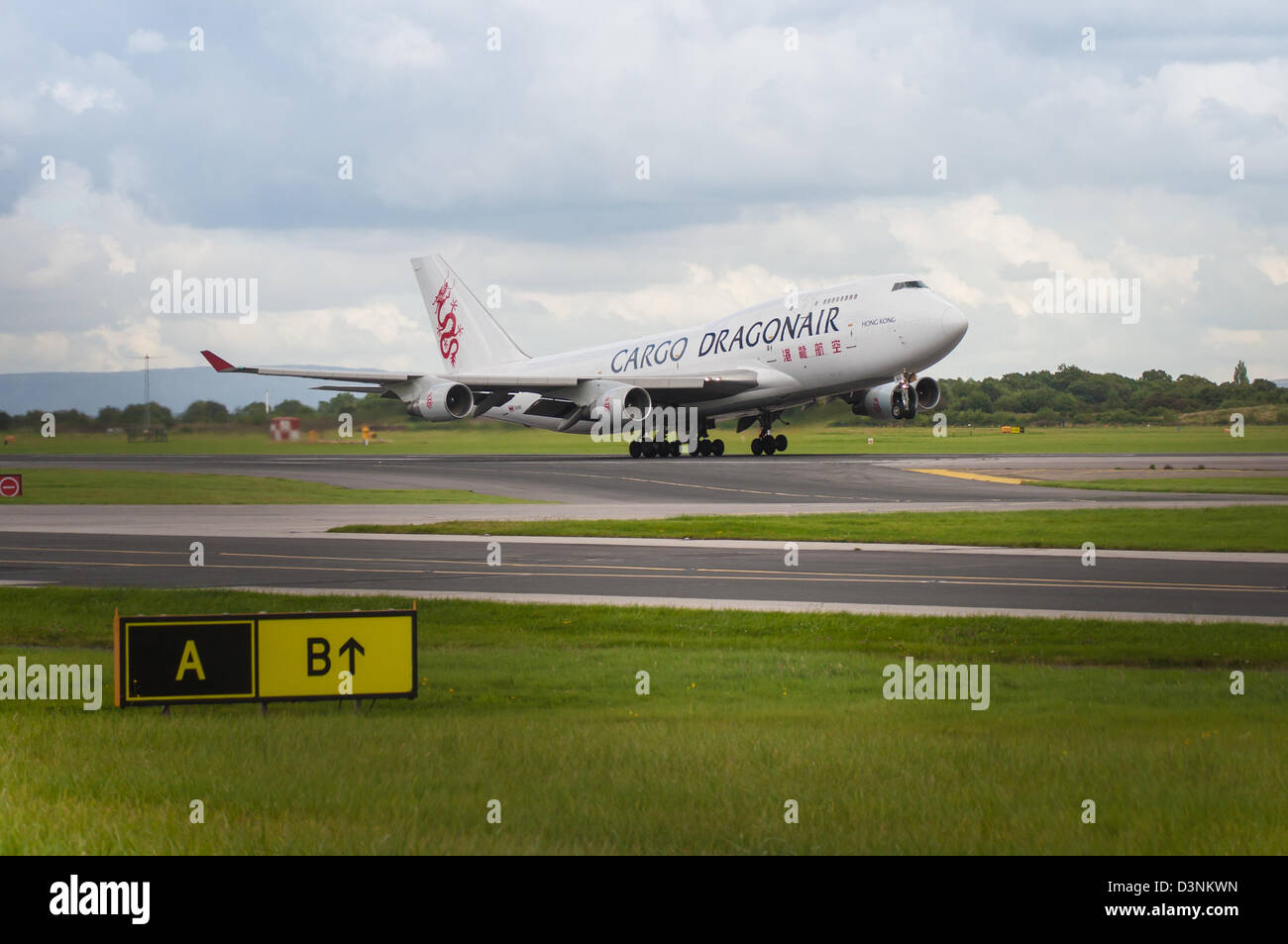 A Boeing 747-400 Dragonair Cargo Plane taking off from Manchester ...
