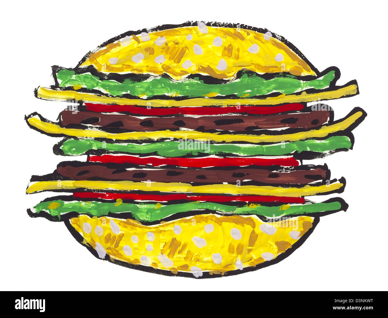 Big tasty abstract painted hamburger sandwich isolated Stock Photo - Alamy