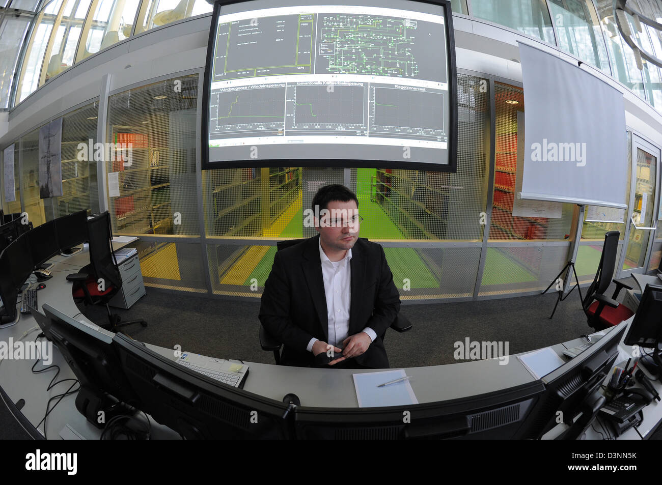 System engineer Andre Lehmann gives a training session for students at ...