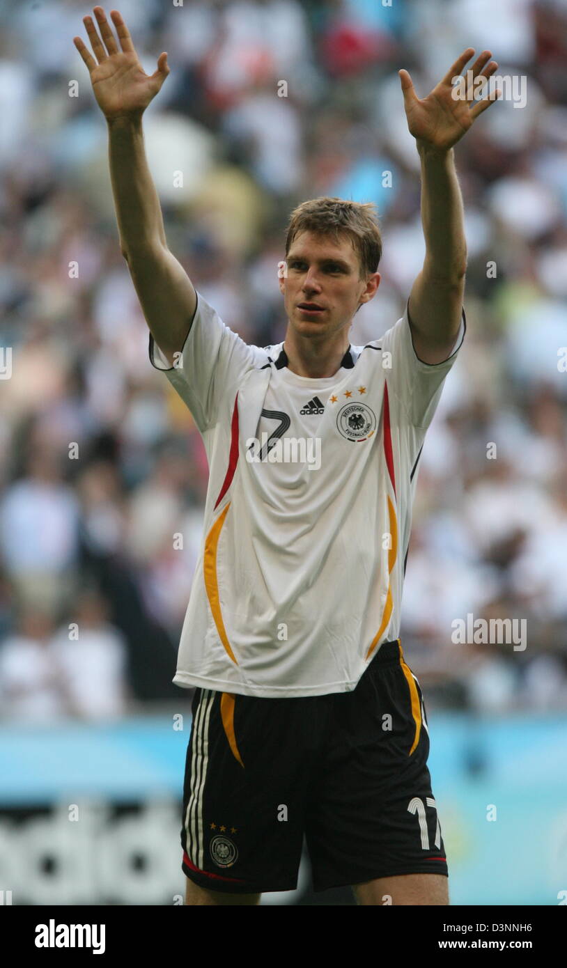 German player Per Mertesacker celebrates after the opening group A ...