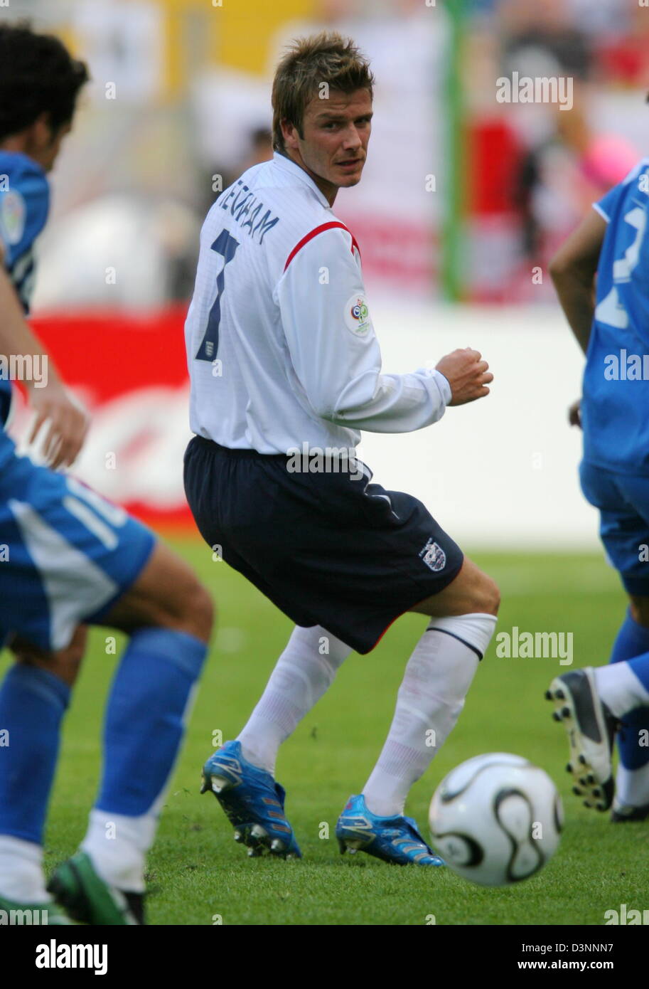 England international David Beckham watchers the ball in the 2006 FIFA ...