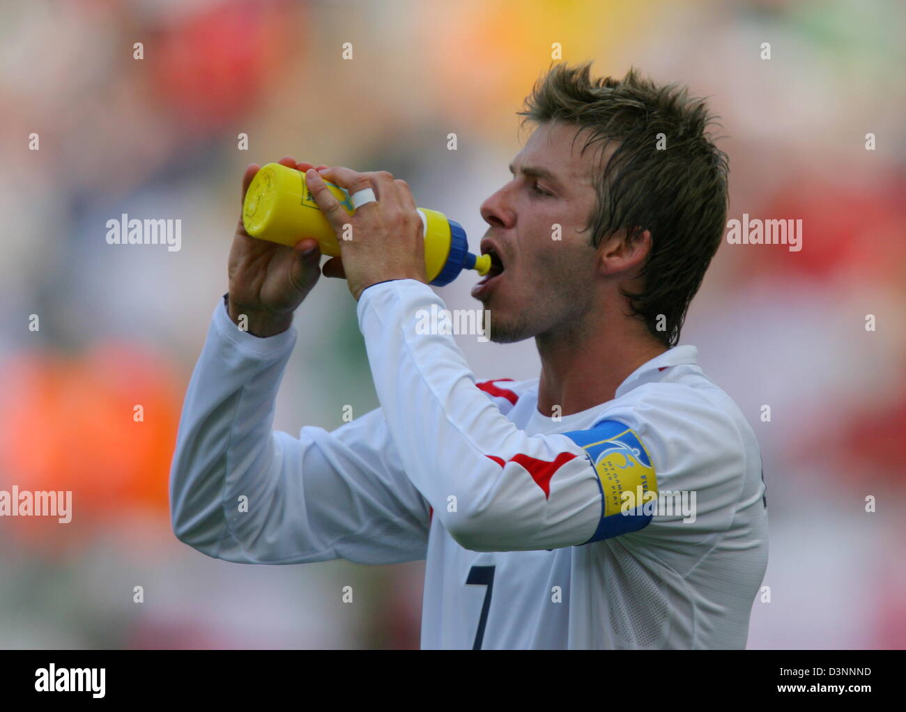 England international David Beckham drinks in the 2006 FIFA World Cup ...