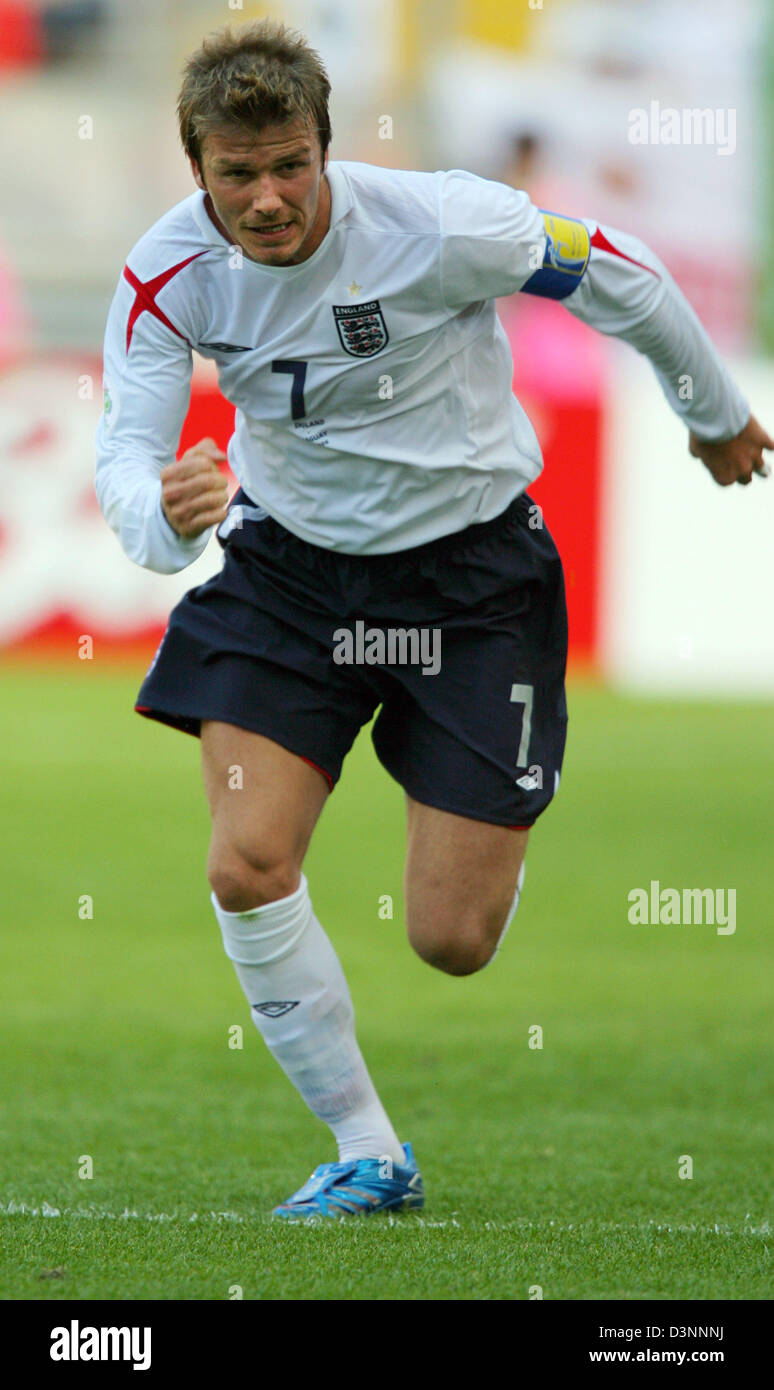 England international David Beckham runs to get the ball in the 2006 ...