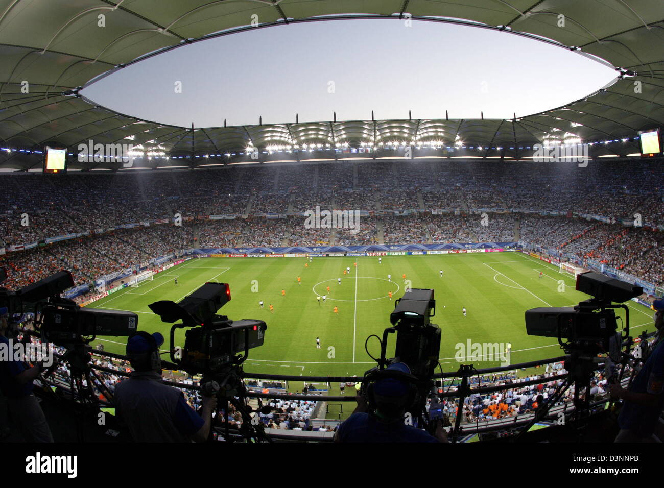 The photo shows a general view of the Fifa World Cup Stadium in Hamburg ...