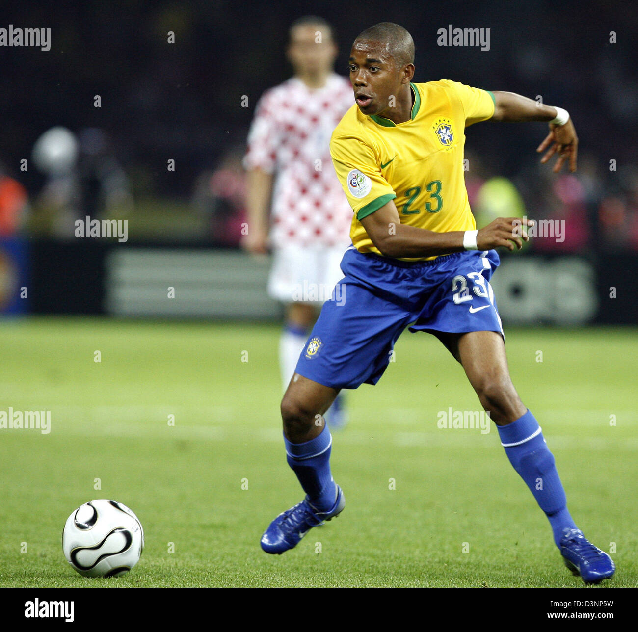 Brazilian Robinho dribbles the ball during the FIFA World Cup 2006 ...